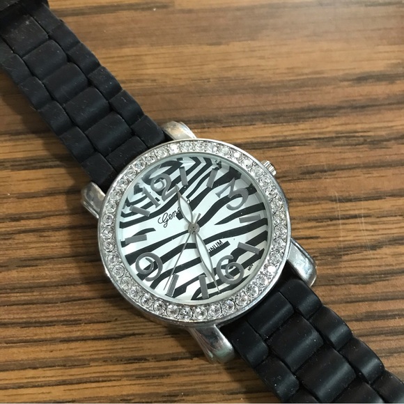 Accessories | Geneva Zebra Face Rubber Band Watch | Poshmark